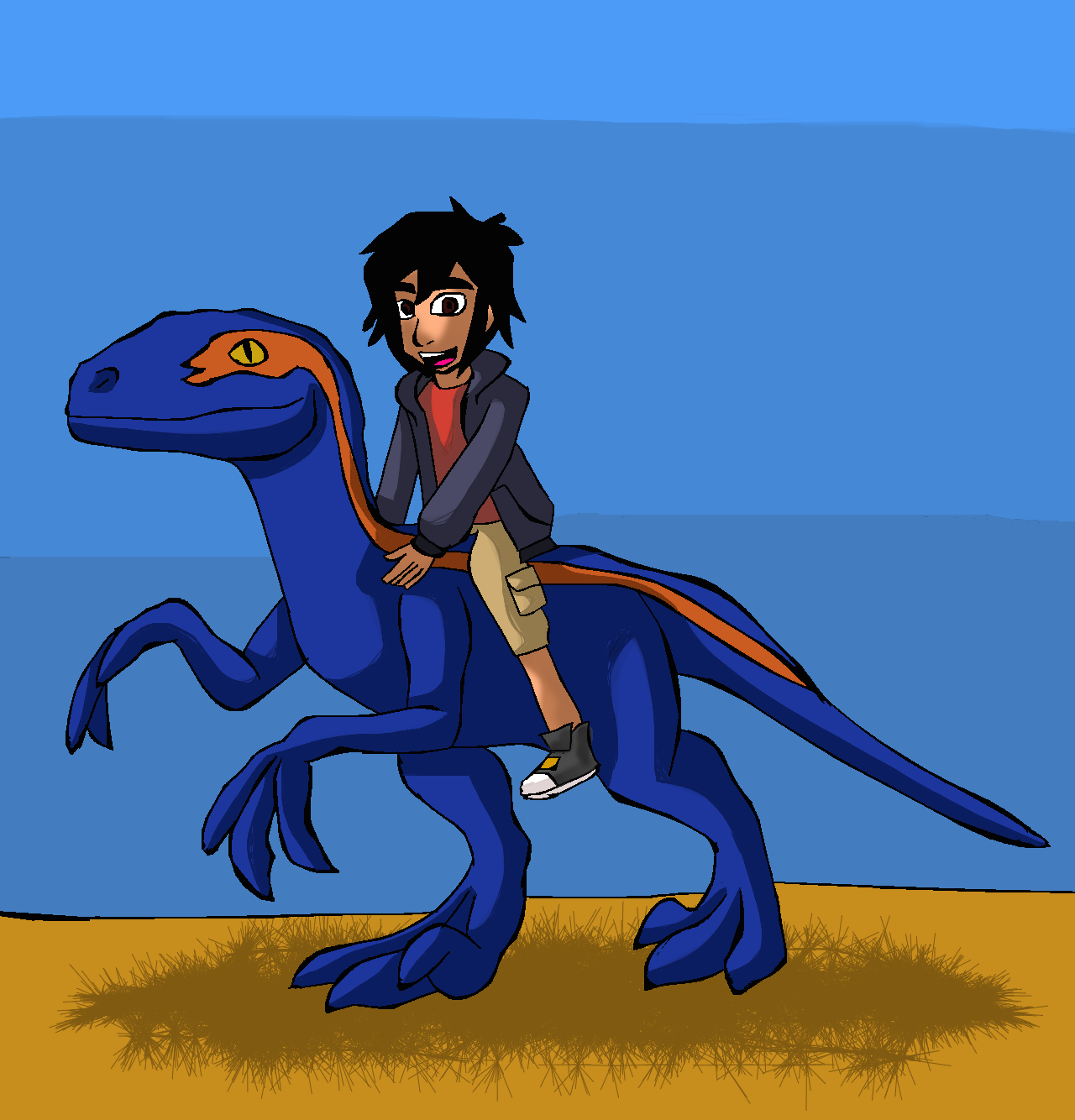 Hiro riding a raptor by Mojo1985 on DeviantArt