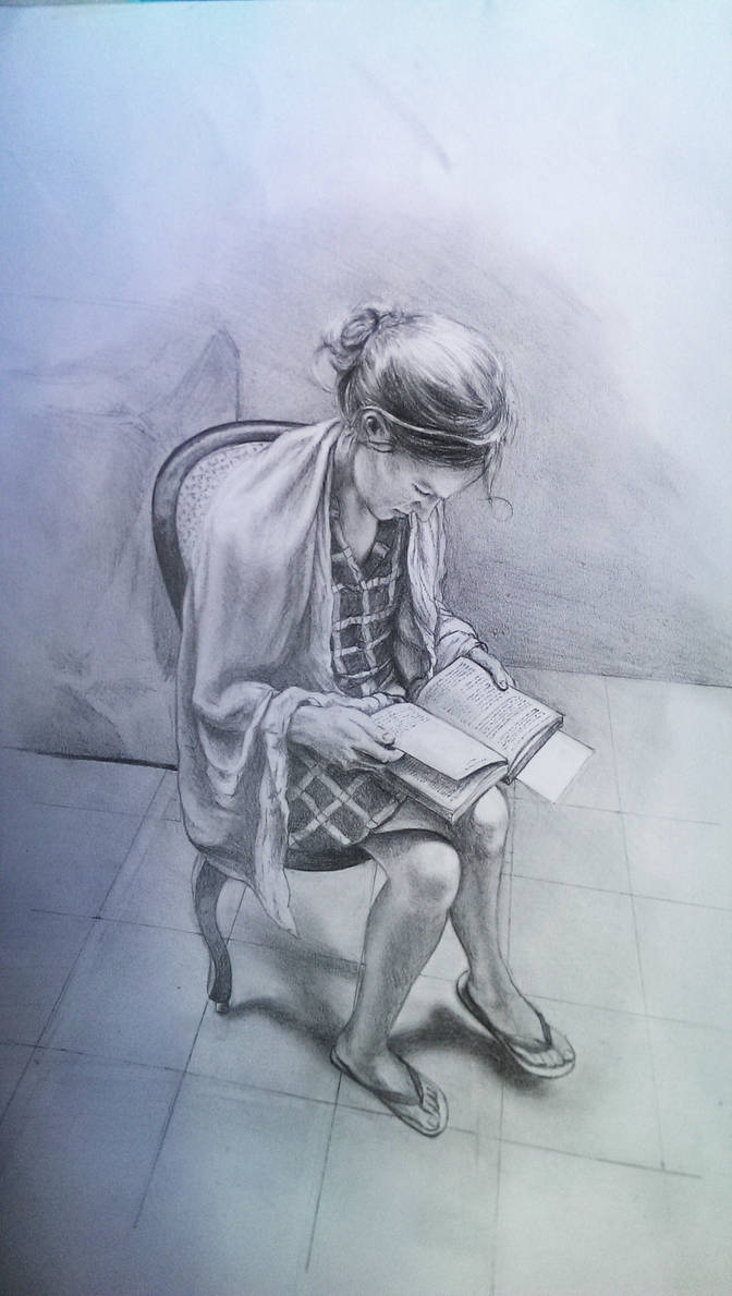 Quietly reading by Hominid-9 on DeviantArt