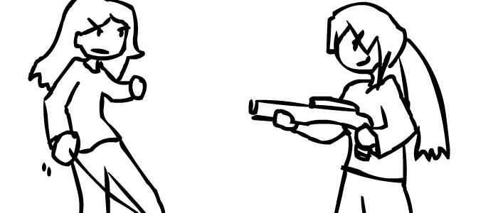 Swords vs. Guns by atomicqueen on DeviantArt