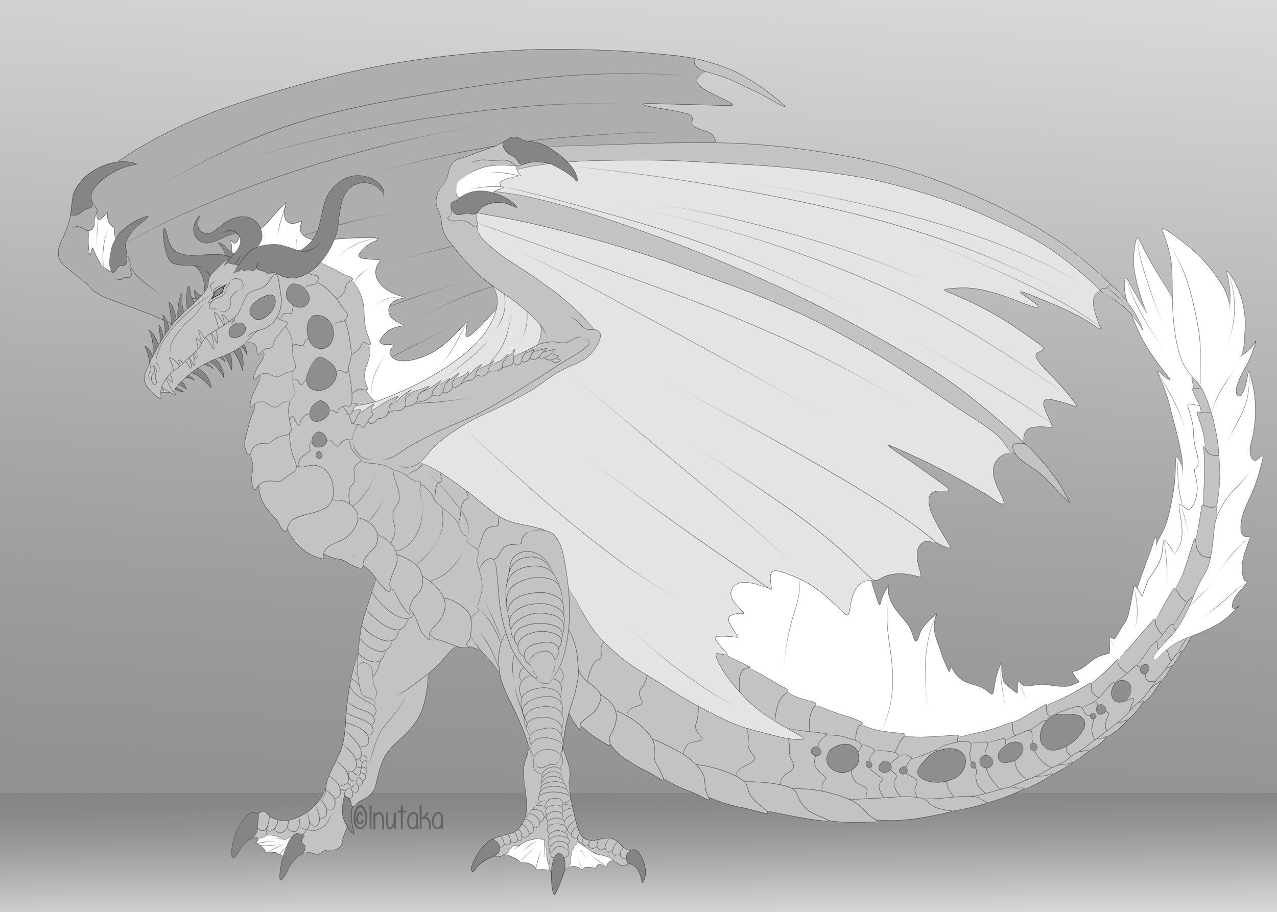 F2U wyvern-dragon lineart by Inutaka on DeviantArt