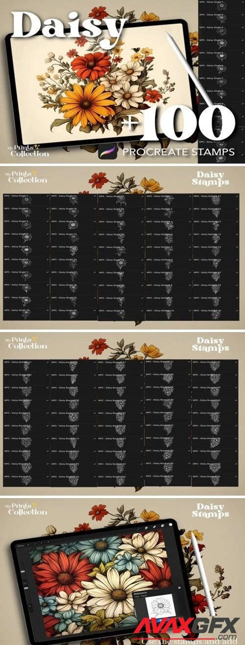 100 Procreate Daisy Stamps by avxgfx on DeviantArt