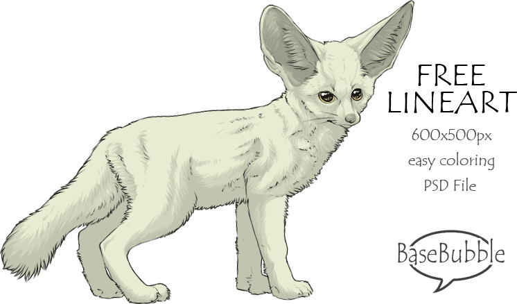 .: FREE Fennec Lineart Base : PSD :. by BaseBubble on DeviantArt