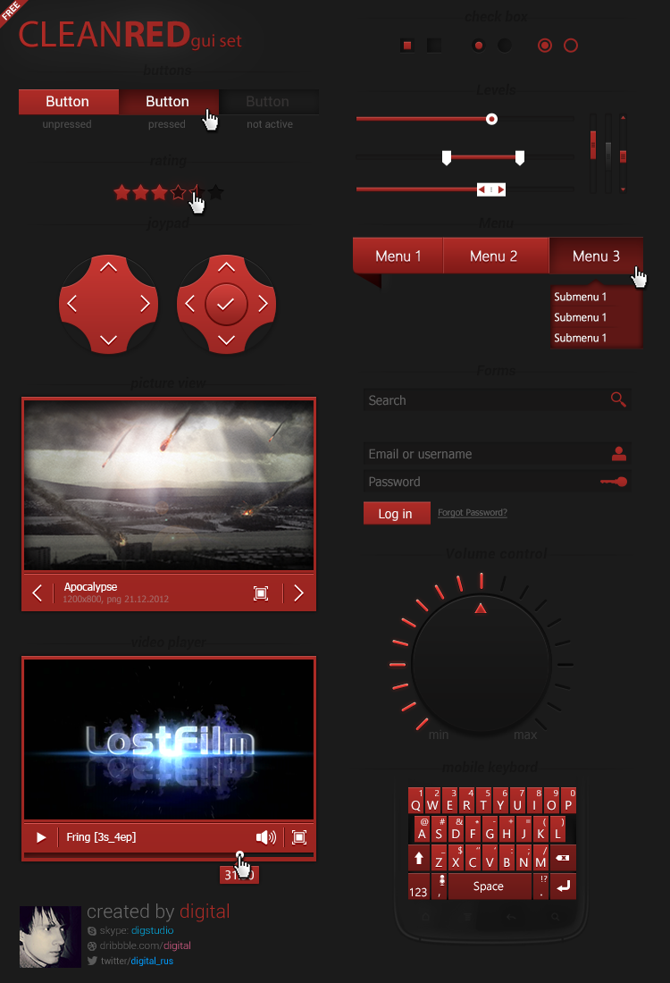 CleanRED gui set by digitalRus on DeviantArt