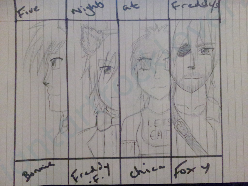 My first fnaf group drawing by RockieTheWolf25 on DeviantArt