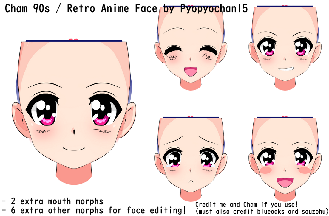 [MMD] Cham 90s / Retro Anime Face [+Download] by Pyopyochan15 on DeviantArt
