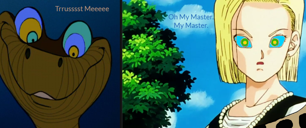 Android 18 Hypnotized by Kaa by lileehilee on DeviantArt