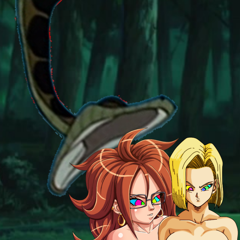 Android 18 and 21 Hypnotized by Kaa by lileehilee on DeviantArt