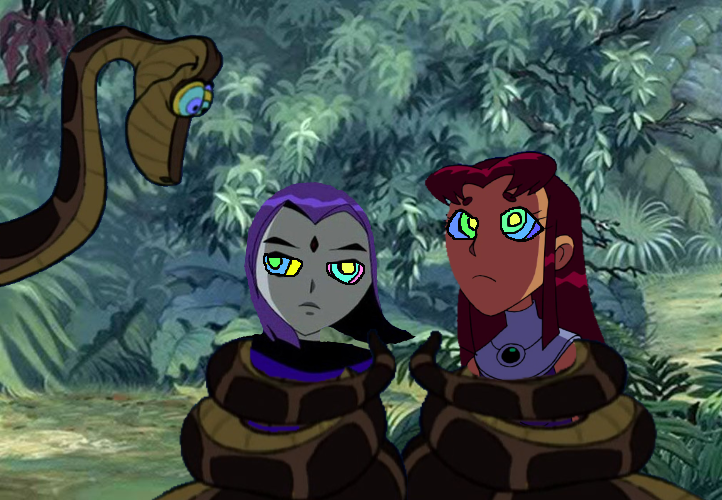 Starfire and Raven Hypnotized by Kaa by lileehilee on DeviantArt