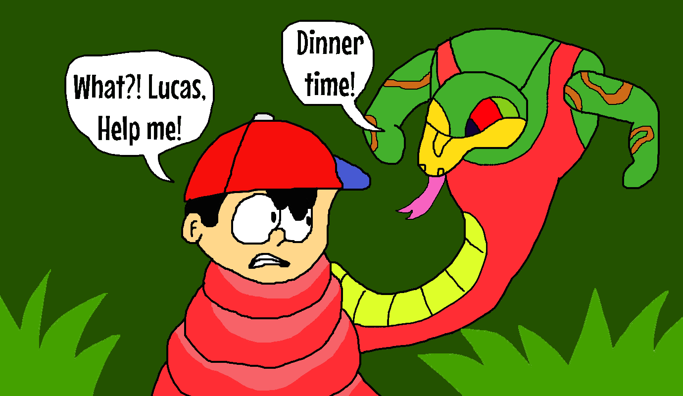 Red Viper Squeezing Ness by lileehilee on DeviantArt