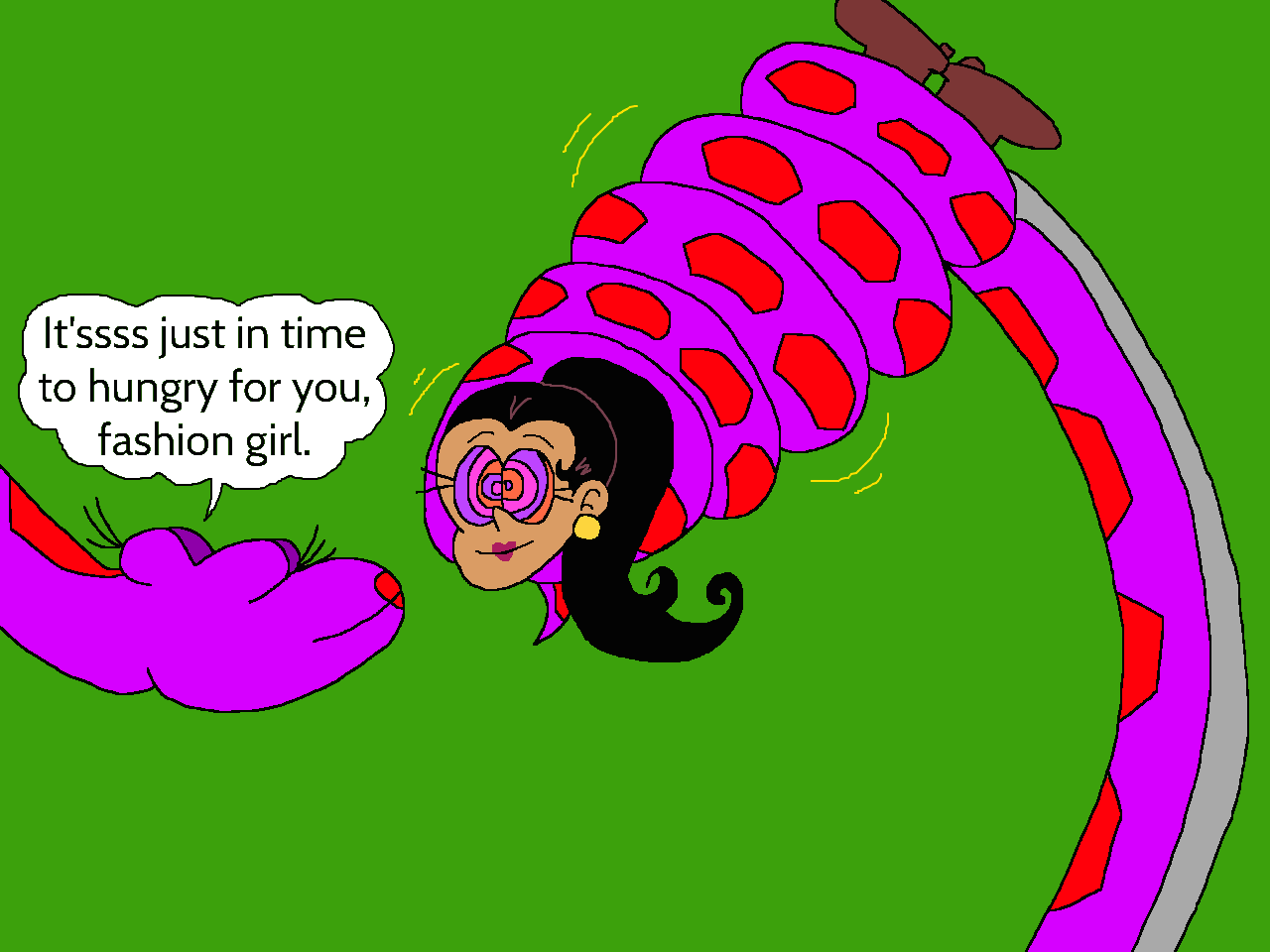 Carlota about to eaten by Pythona by lileehilee on DeviantArt