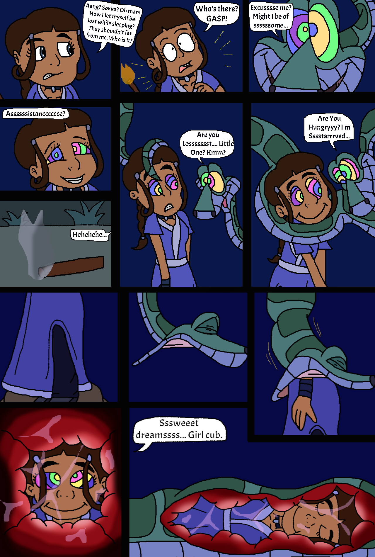 Katara and Kaa by lileehilee on DeviantArt