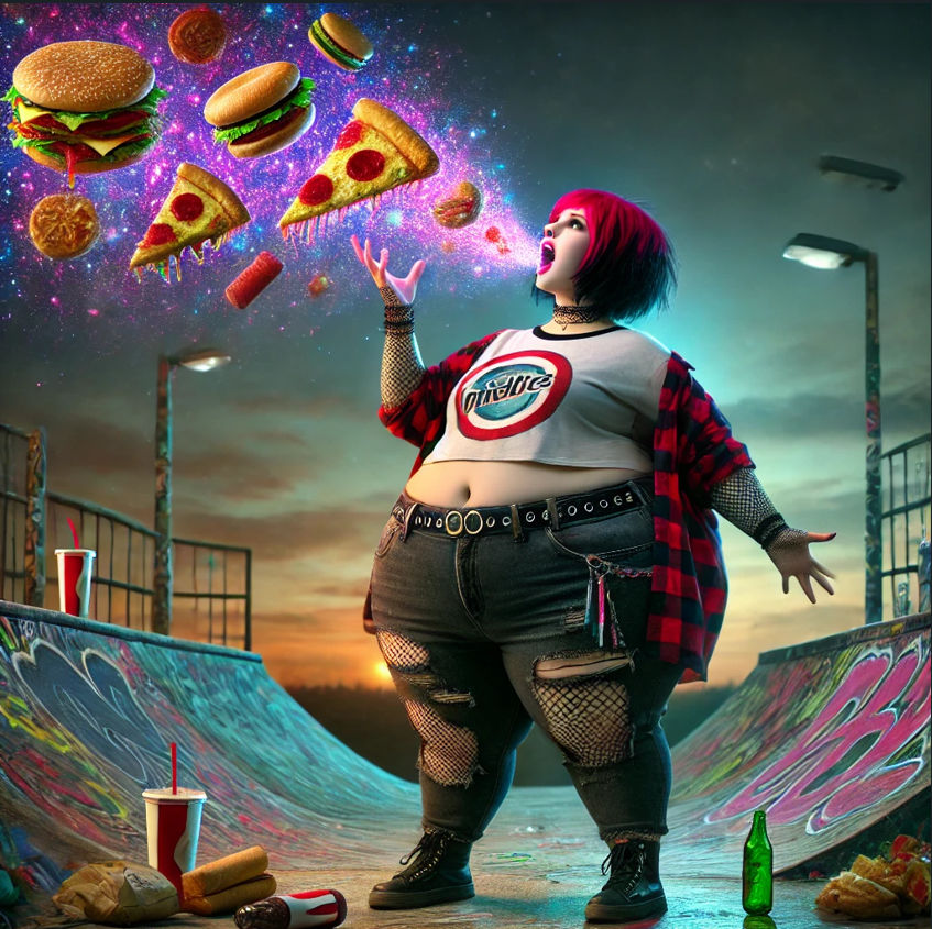 AI Alt Girl Food Storm Weight Gain 3 by lucky54481 on DeviantArt
