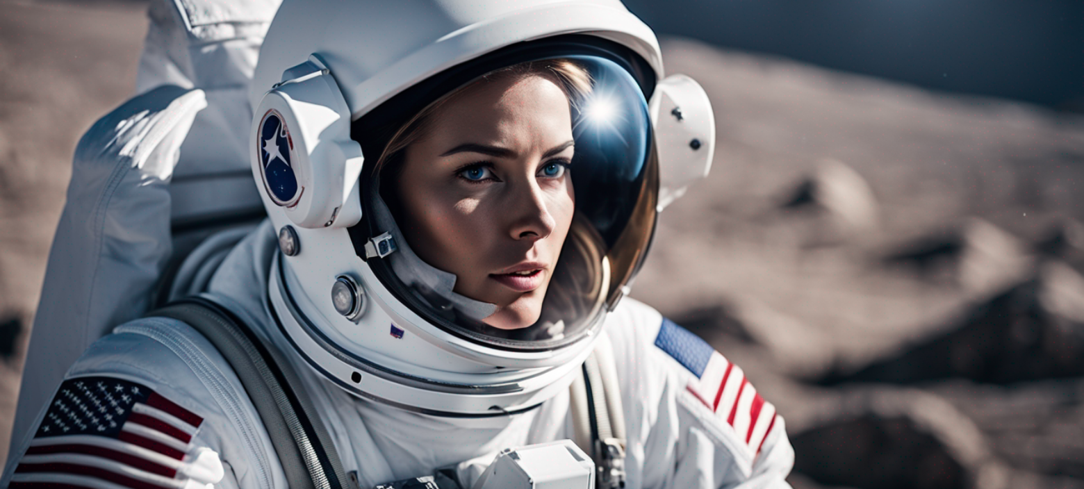 Female astronaut standing on the moon. by BlackOvermind on DeviantArt