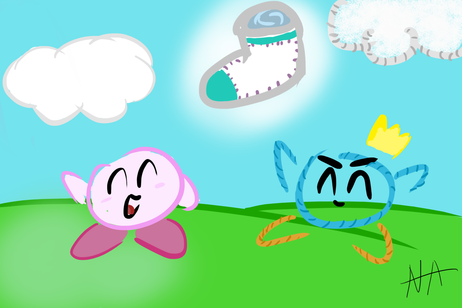 Kirby and Prince Fluff by ElsaRivrwood on DeviantArt