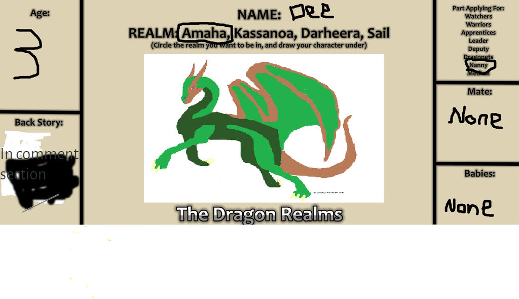 Application for The Dragon Realms by PersonThatCantDraw12 on DeviantArt