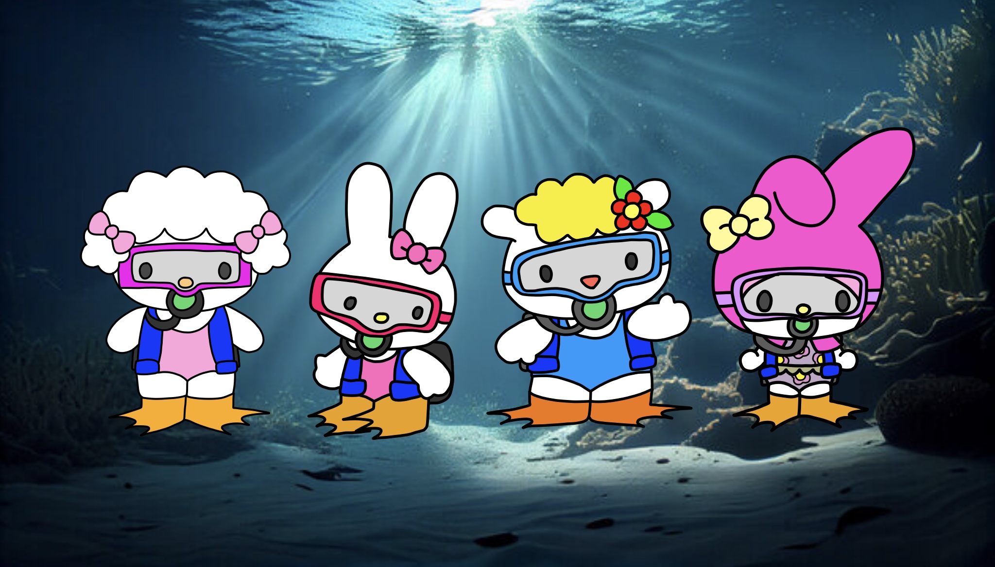 Amy, Cathy, Fifi, and My Melody Scuba Diving by ThomasCarr0806 on ...