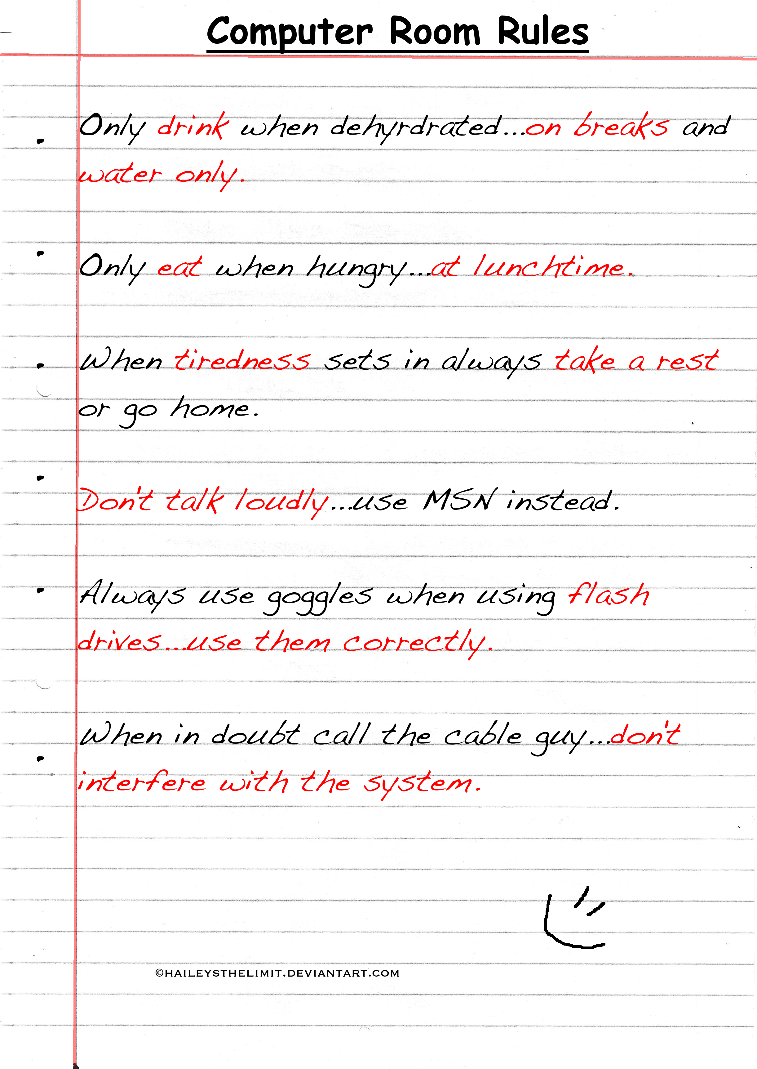 Computer room rules poster by haileysthelimit on DeviantArt