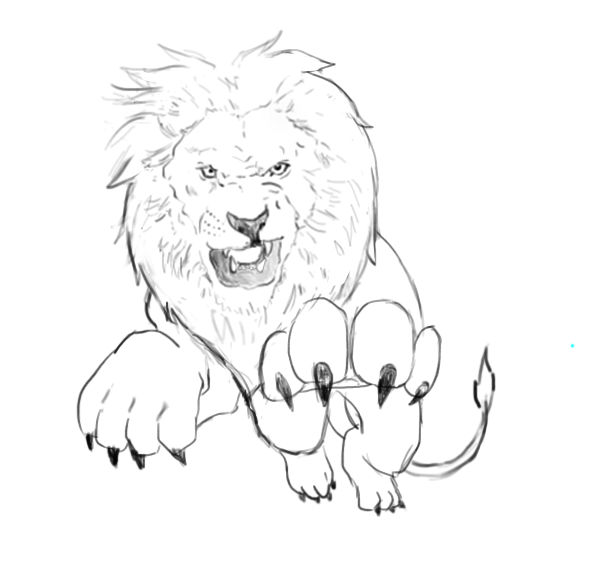 how to draw a leaping lion