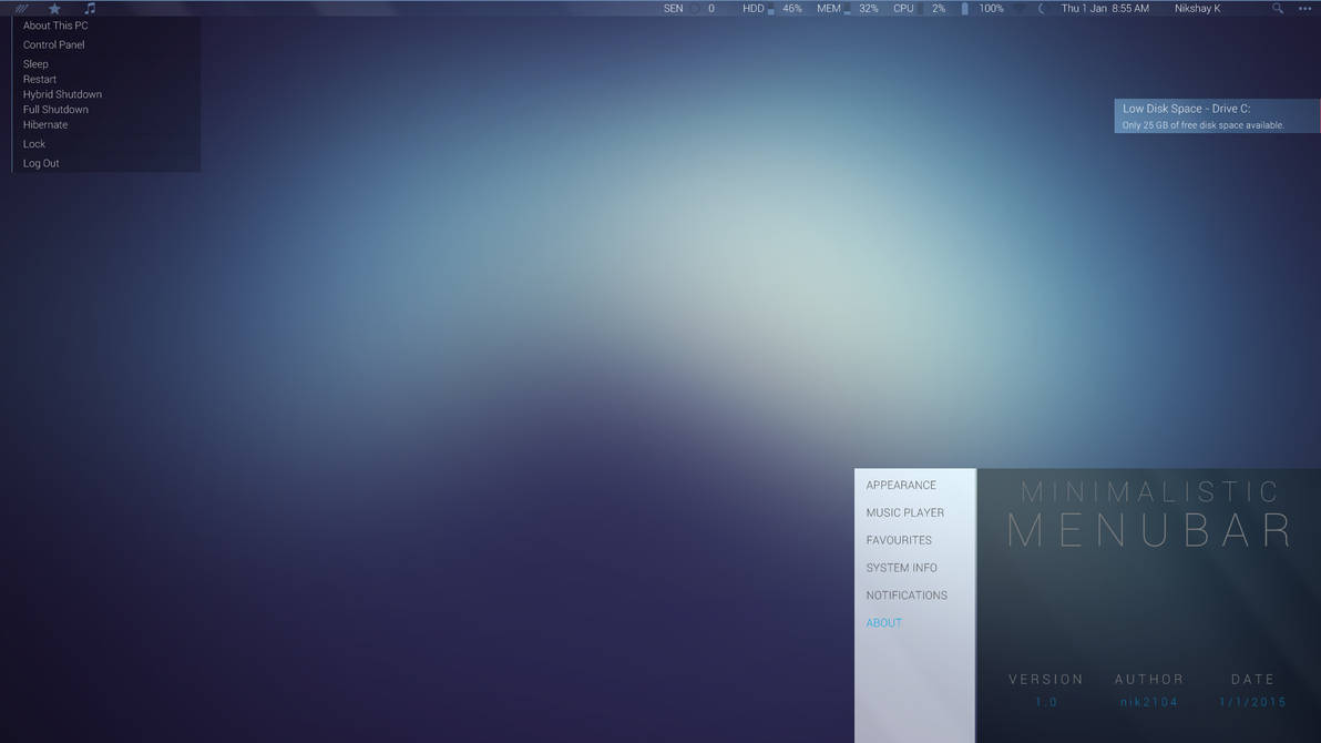 Minimalistic Menubar Skin Suite for Rainmeter by nik2104 on DeviantArt