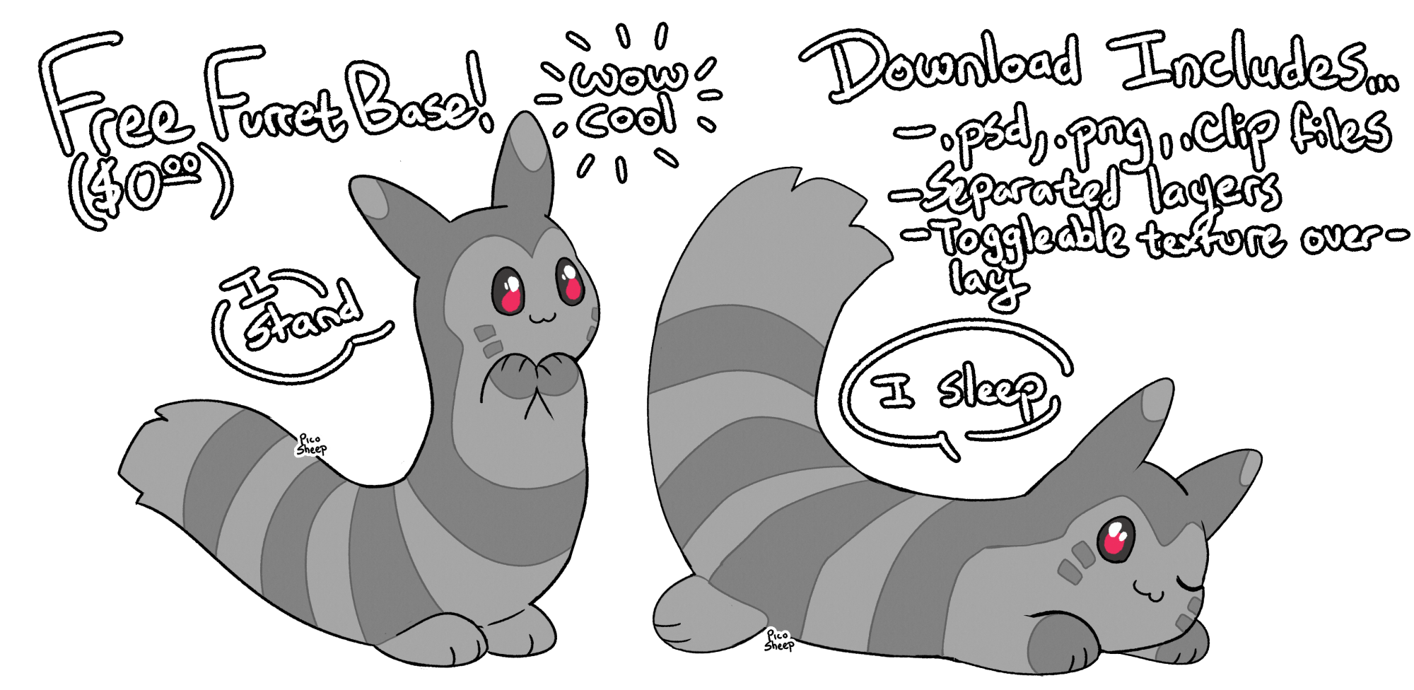 Furret Bases (Free to Use!) by PicoSheep on DeviantArt