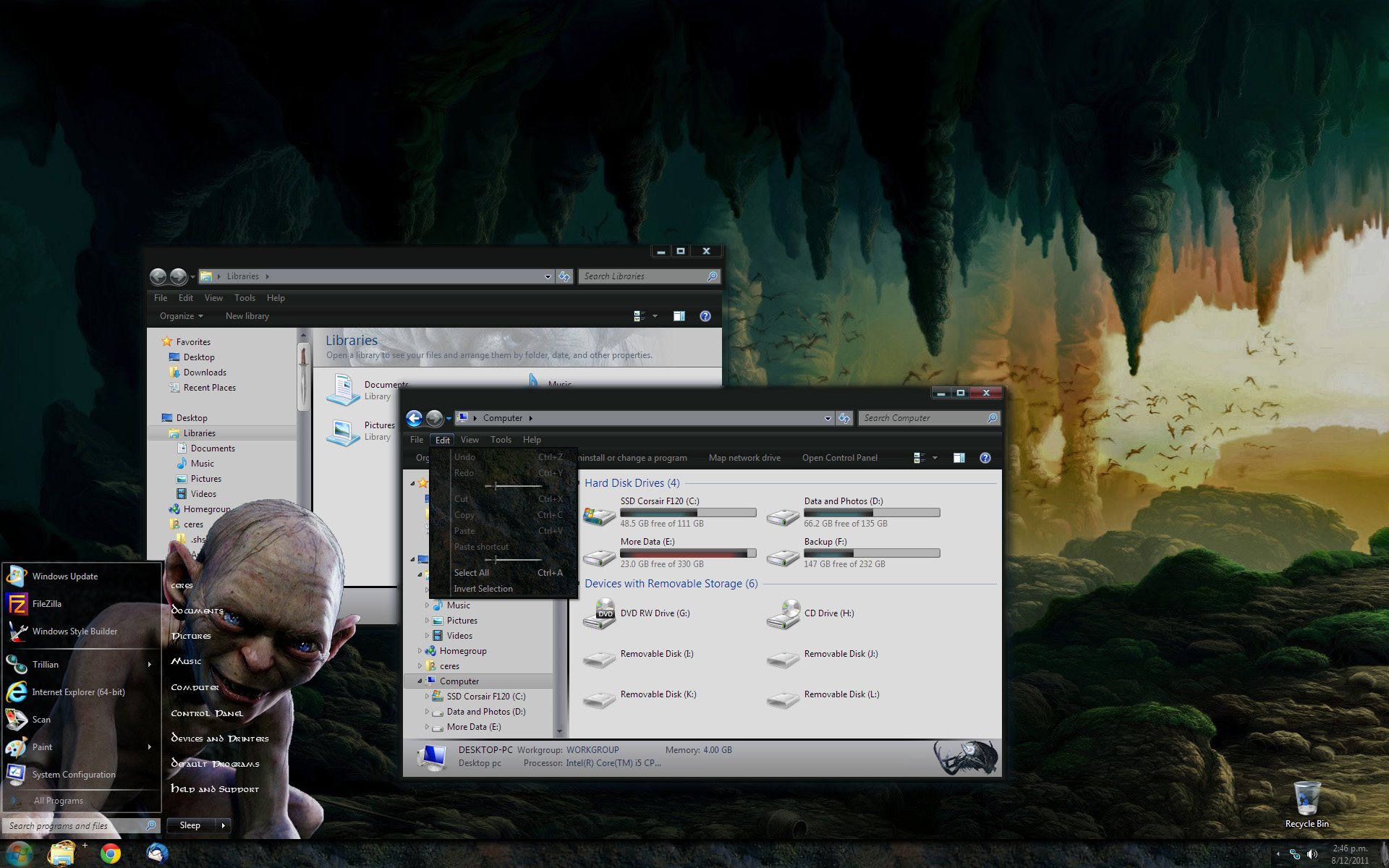 Gollum - Windows 7 Aero and Basic Theme by Nitrium-Oxide on DeviantArt