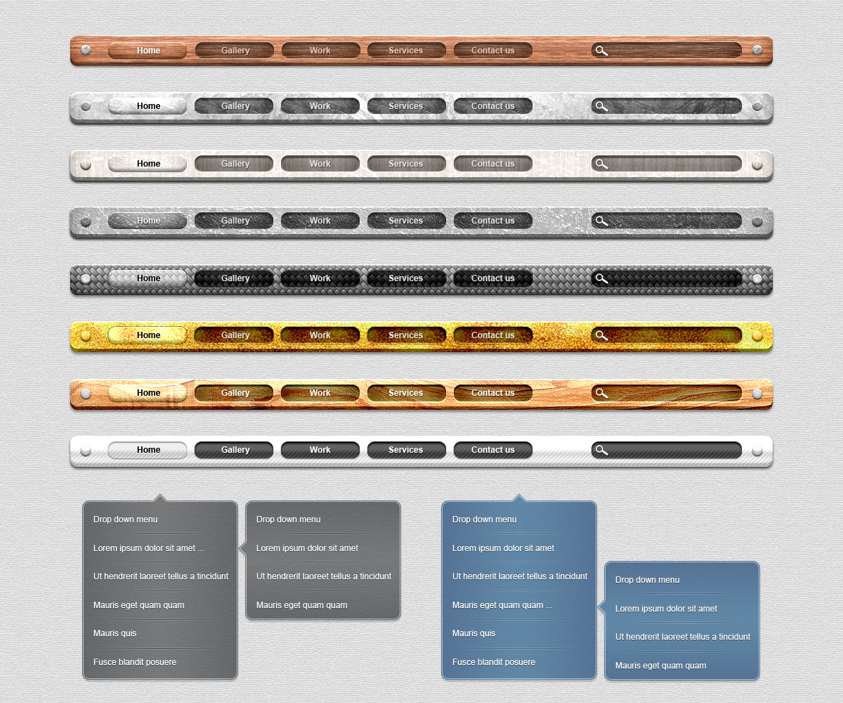 8 Textured Web Menus by imonedesign on DeviantArt