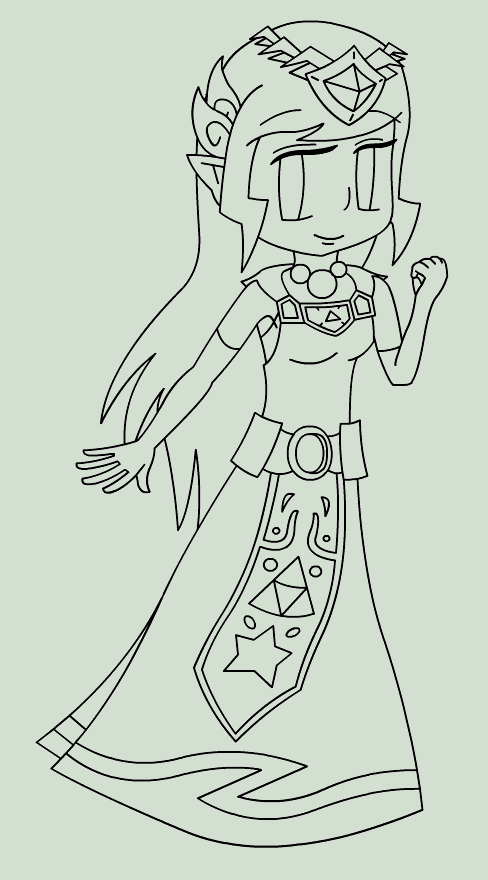 Princess Zelda Line-art by DizzyLiz1441 on DeviantArt