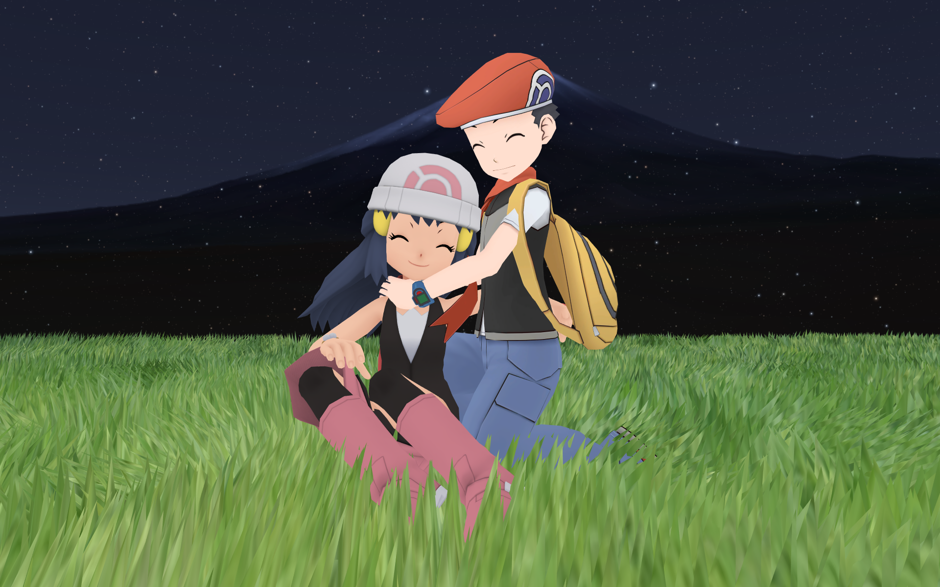 Dawn and Lucas being cute by 3dporters on DeviantArt