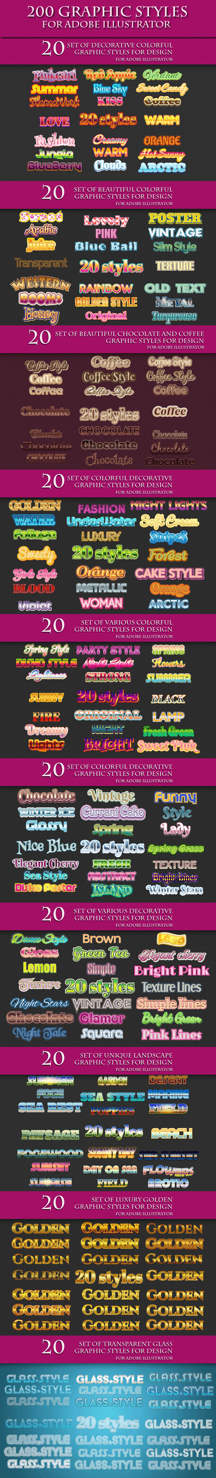 200 Graphic Styles for Adobe Illustrator by Love-Kay on DeviantArt