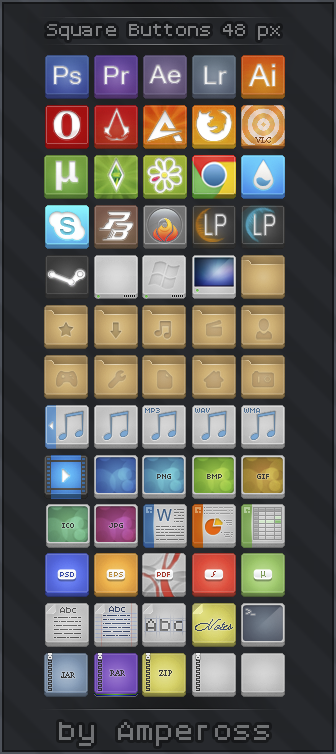 Square Buttons 48 px PNG+ICO by Ampeross on DeviantArt