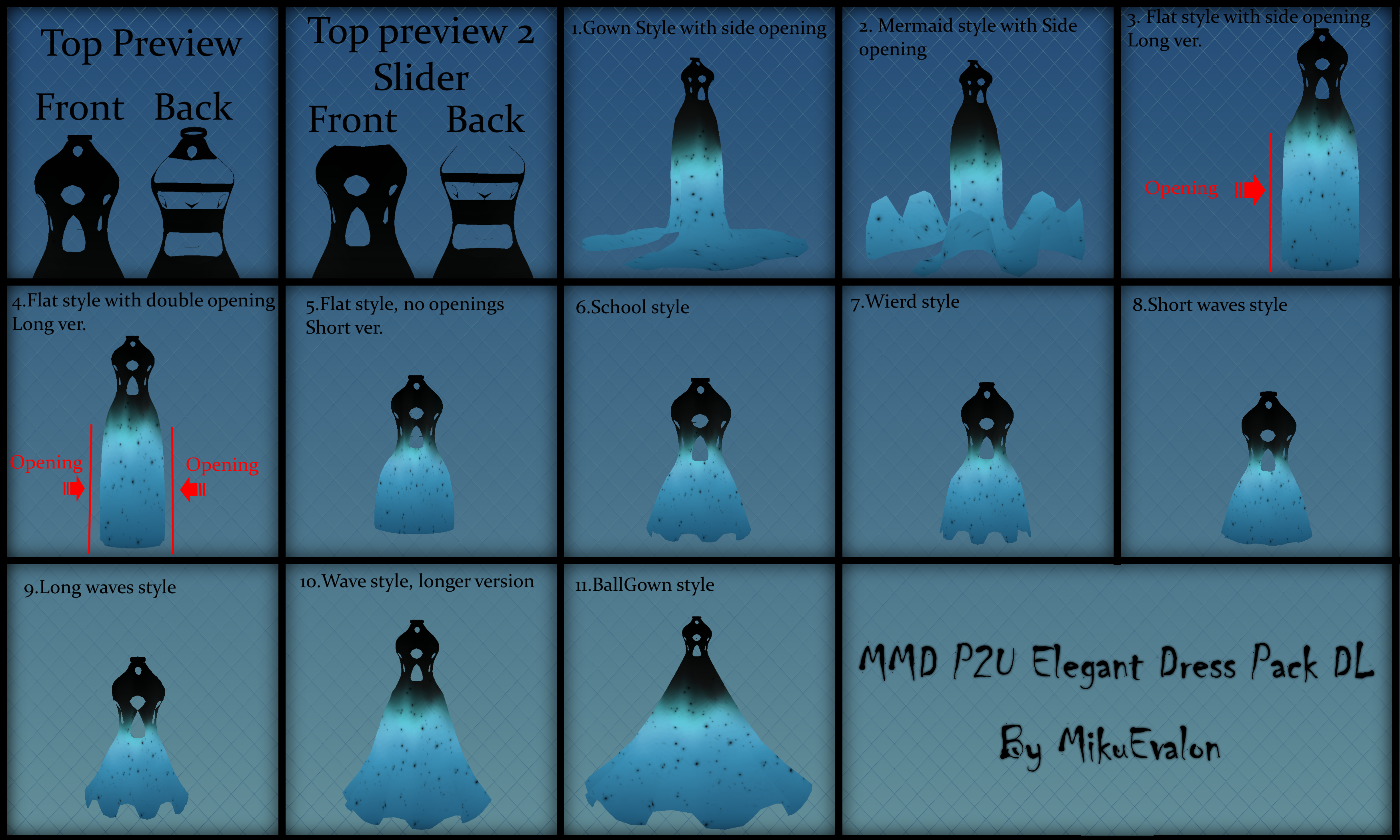 MMD P2U Elegant Dress Pack DL by MikuEvalon on DeviantArt