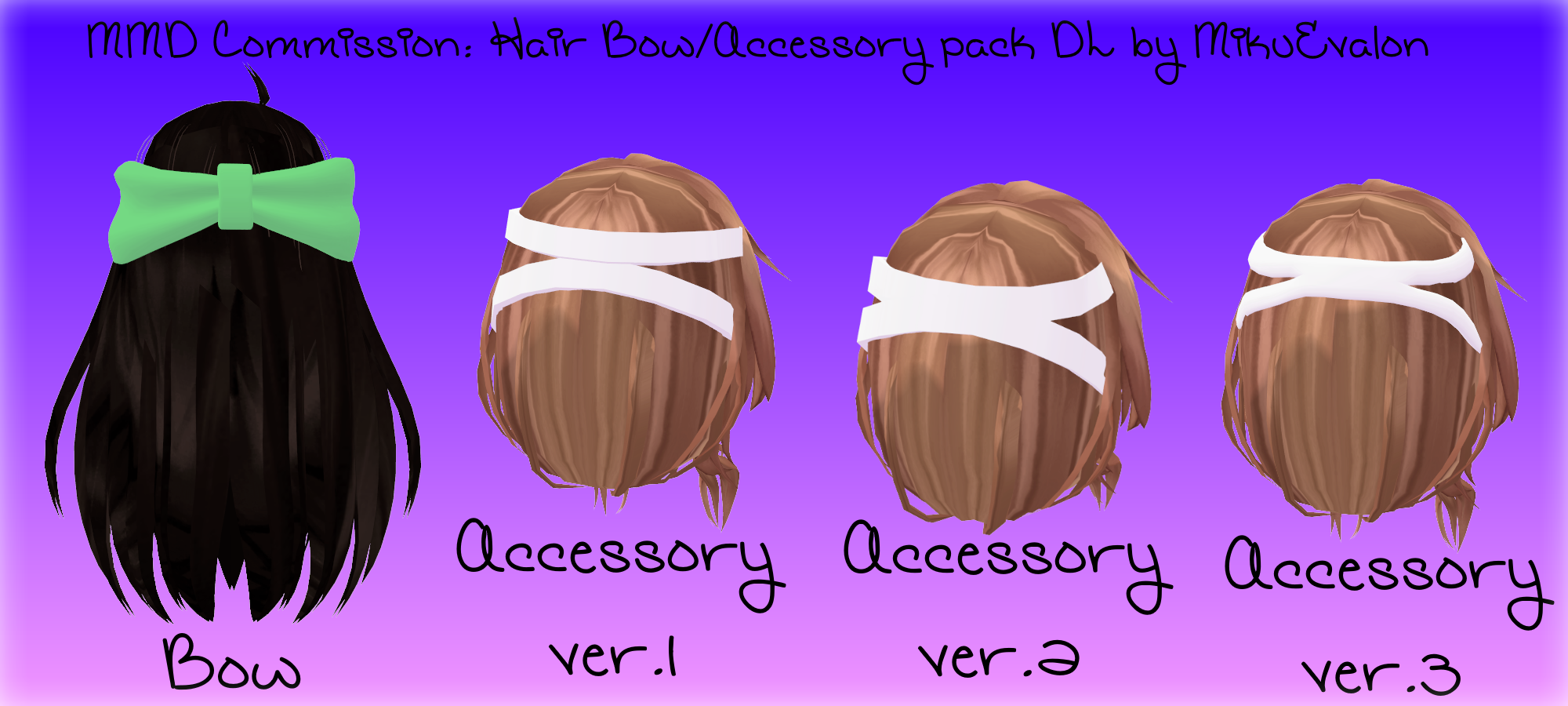 MMD Commission: Hair Bow/Accessory Pack DL by MikuEvalon on DeviantArt