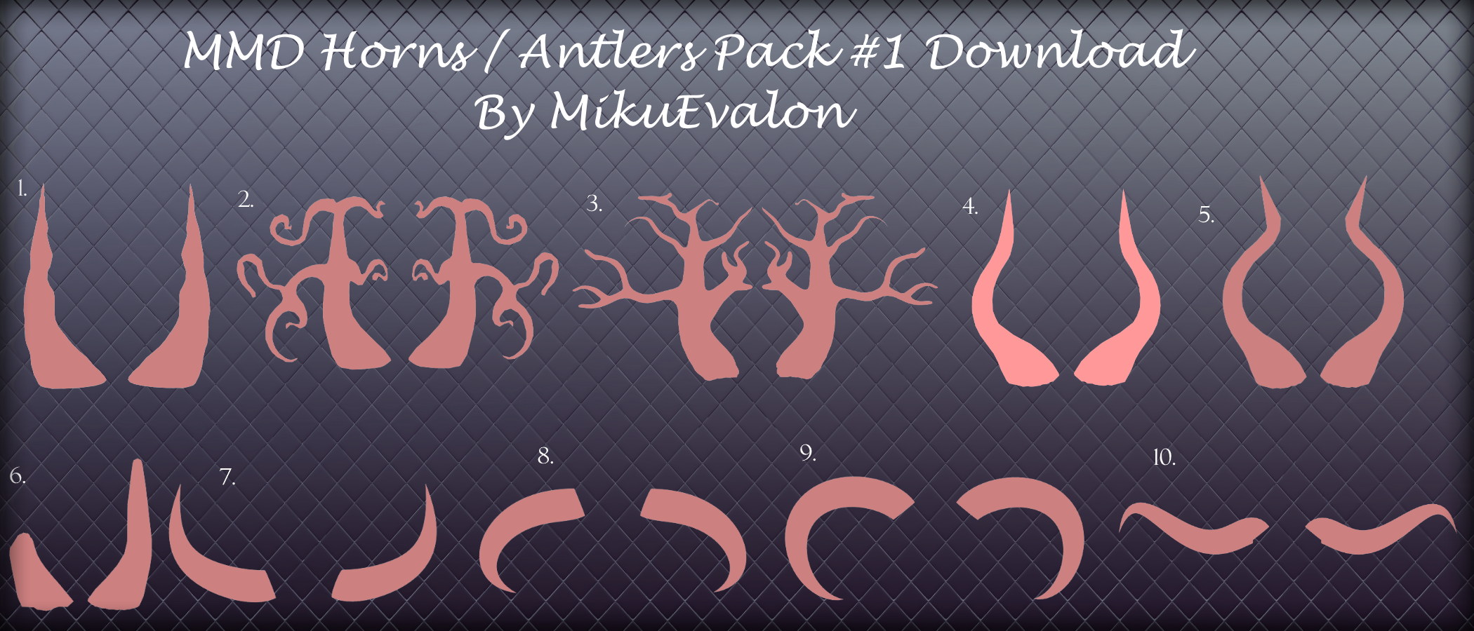 MMD Horns/Antlers Pack #1 Download by MikuEvalon on DeviantArt