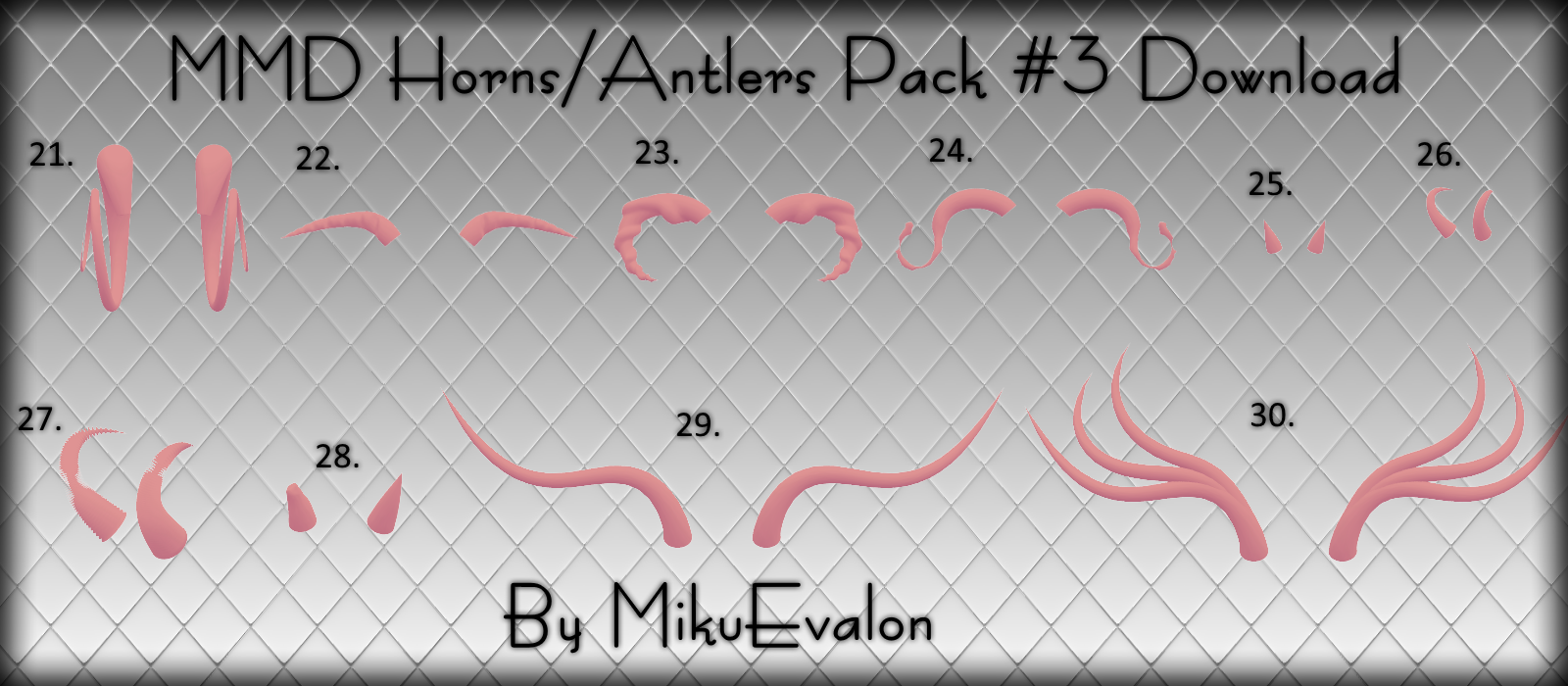 MMD Horns-Antlers Pack #3 Download by MikuEvalon on DeviantArt