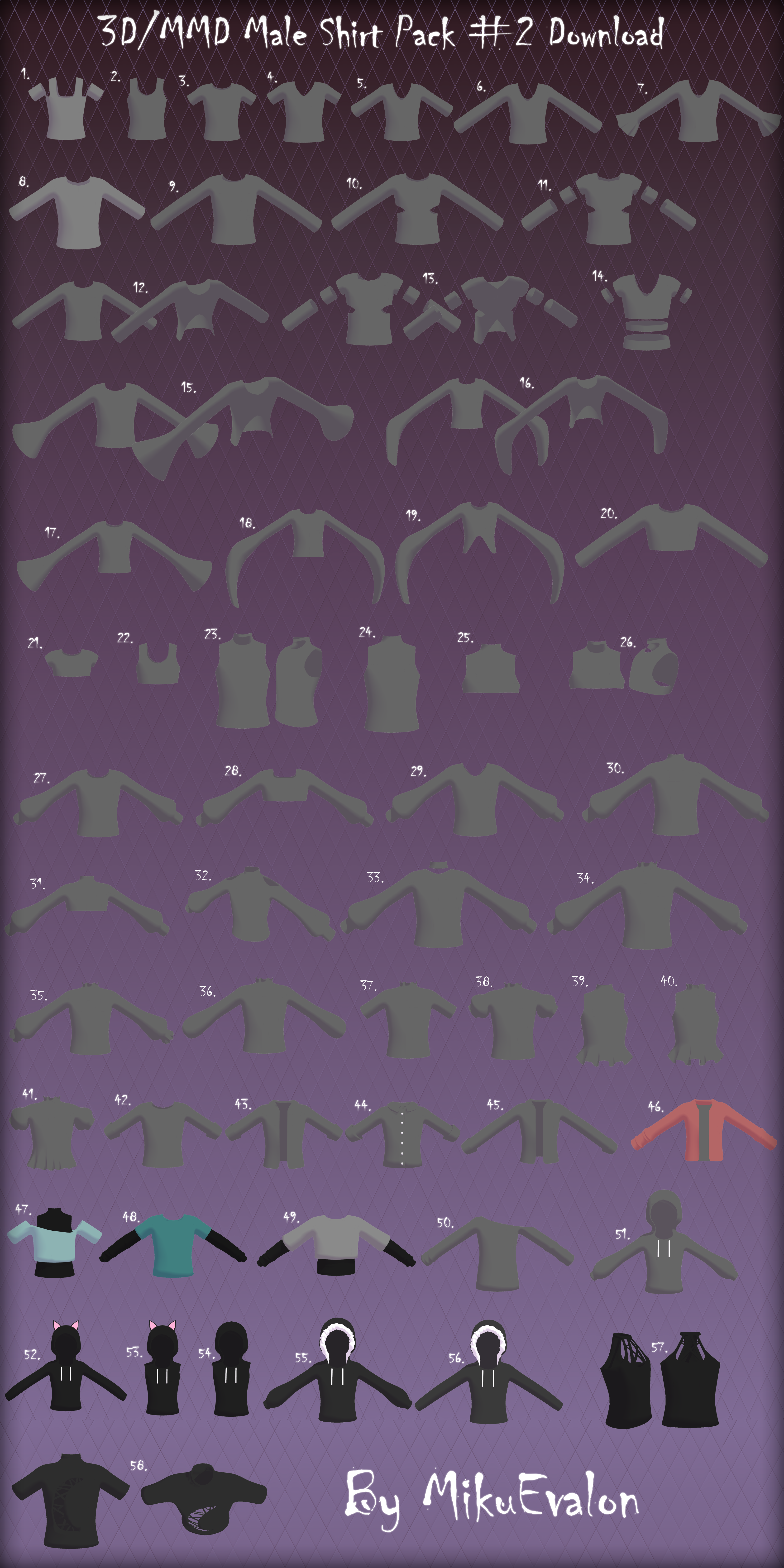3D/MMD Male Shirt Pack #2 Download by MikuEvalon on DeviantArt