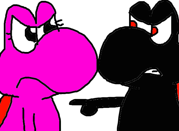 Pink and black Yoshi fight by KarinEggYoshi on DeviantArt