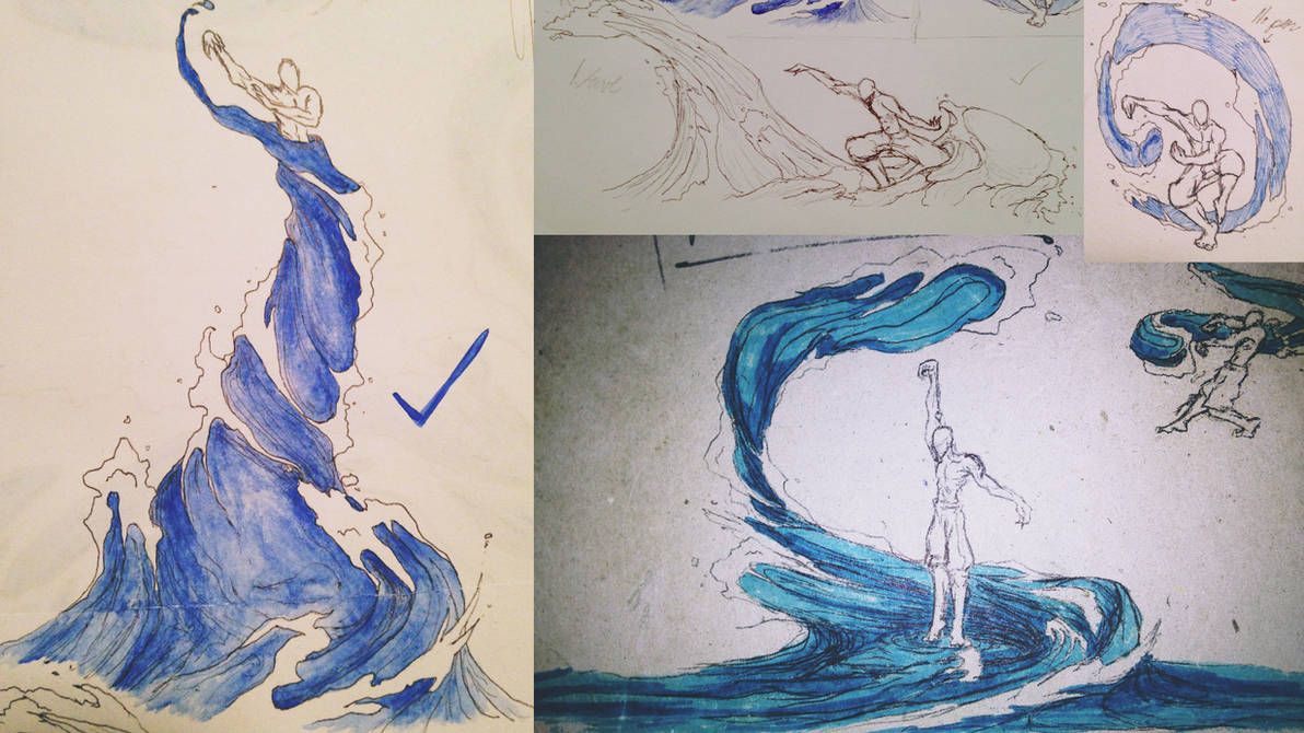 Waterbending Sketchdump by moptop4000 on DeviantArt