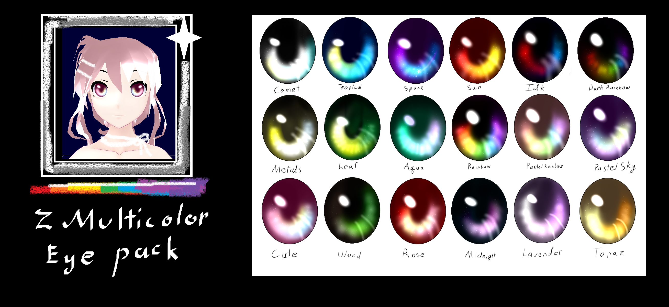 Z Multicolor eye pack by ZinniaE on DeviantArt