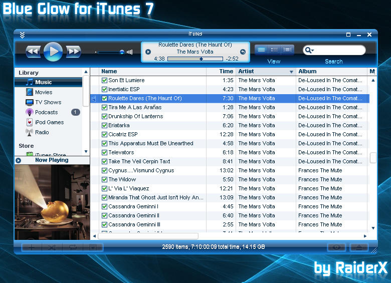 Blue Glow iTunes Theme by RaiderXXX on DeviantArt