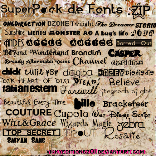 +Super Pack de Fonts .ZIP!! by vikkyeditionsz01 on DeviantArt