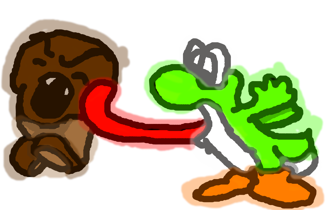 Yoshi and Goomba by PrinceMarioToadstool on DeviantArt