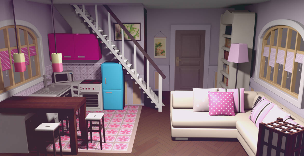 [Dl] Marinette's living room - Stage for MMD by Clyriss on DeviantArt