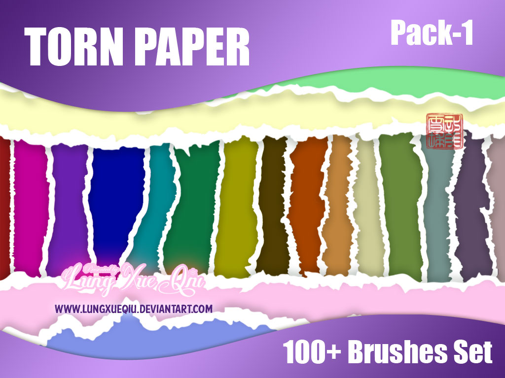 Tore n Torn Paper Brushes 100+Set Pack T1 Seamless by lungxueqiu on ...