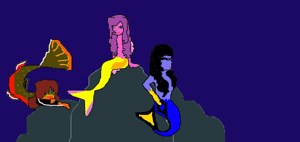Mermaids posing on a rock by Lovekitty-11b on DeviantArt