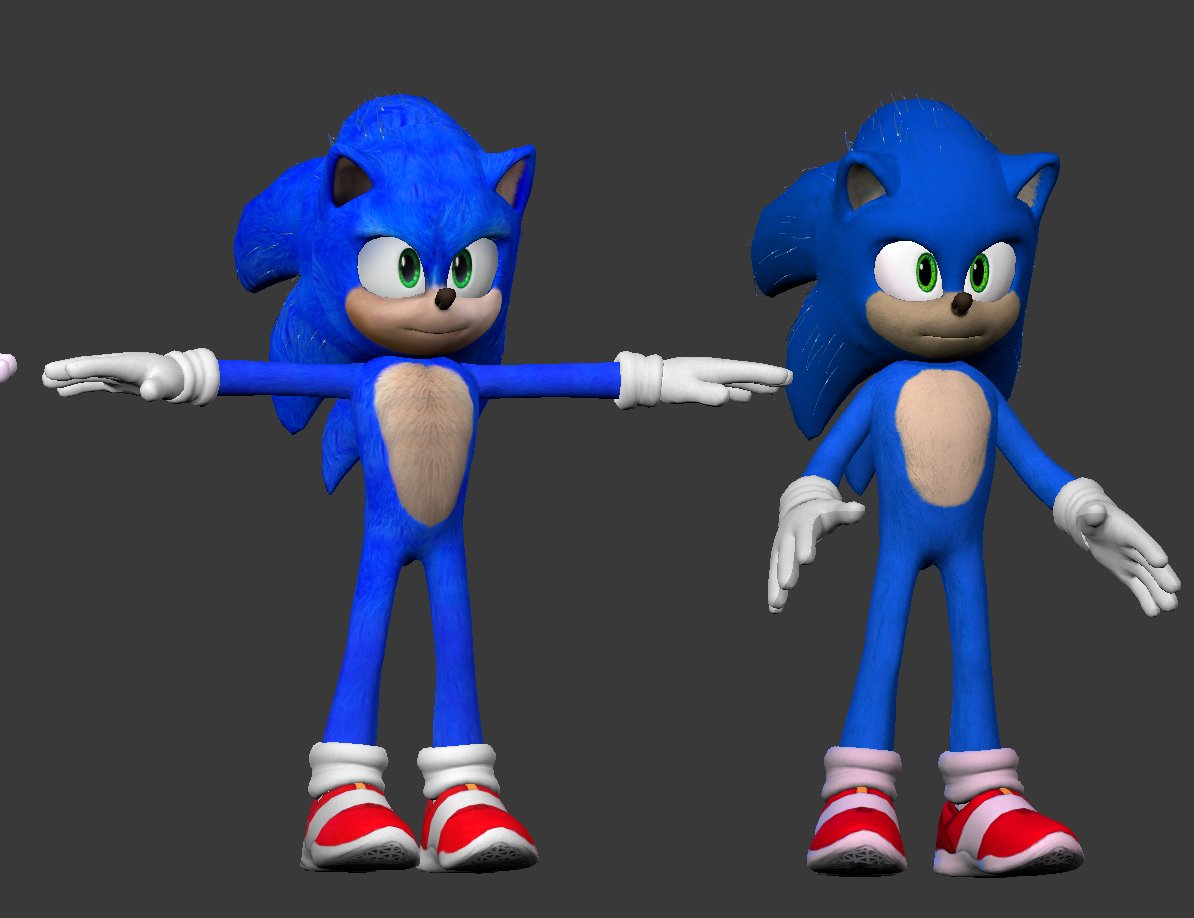 Movie Sonic V2 3D Model by stevenri on DeviantArt