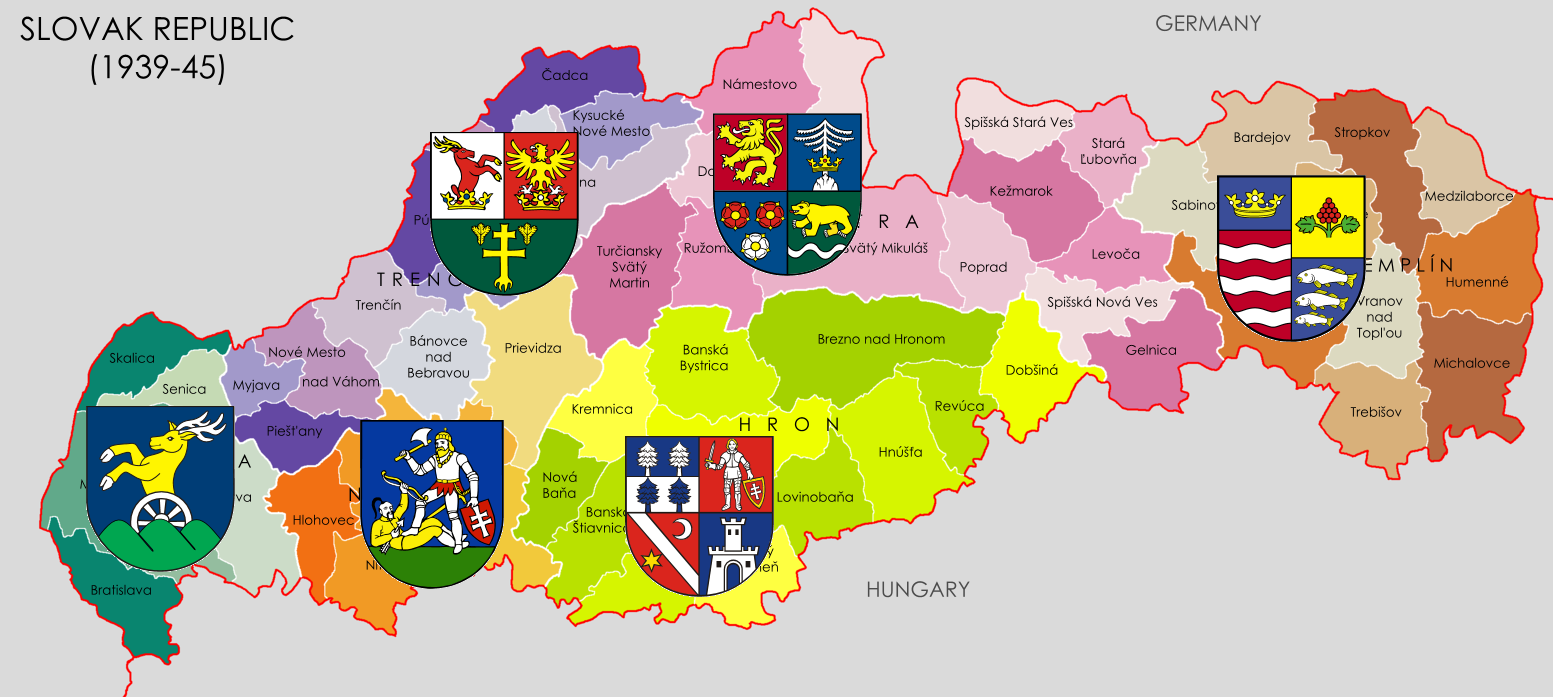 Heraldic map of wartime Slovak Republic by hosmich on DeviantArt