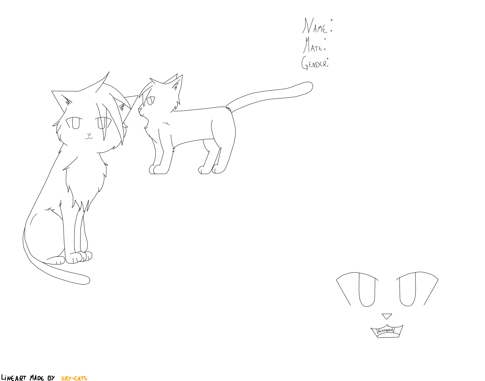 Cat reference sheet lineart by Sky-cats on DeviantArt