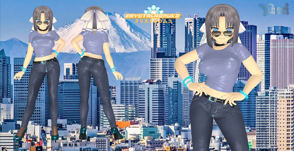 Senran Kagura: Yumi Blue Midriff top and Jeans Mod by CrystalRomuko on ...
