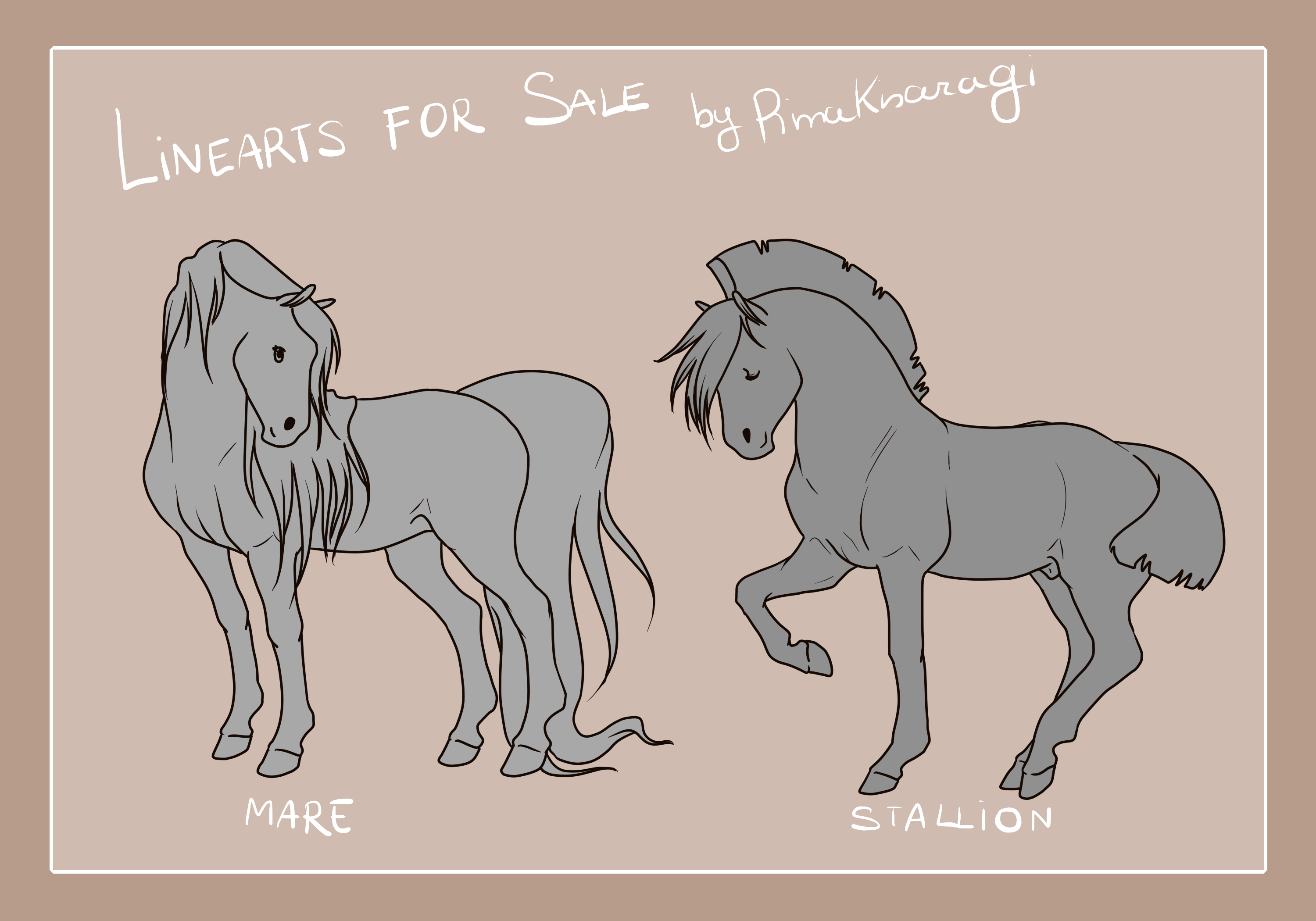 Mare and Stallion linearts - auction by Rina-glxy on DeviantArt