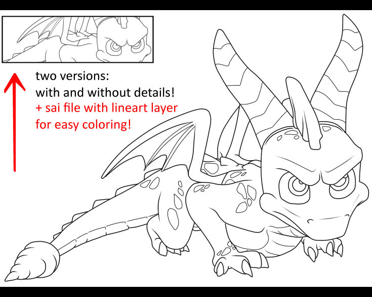 { FREE Spyro Lineart PNG + SAI } by MaliceStryker on DeviantArt